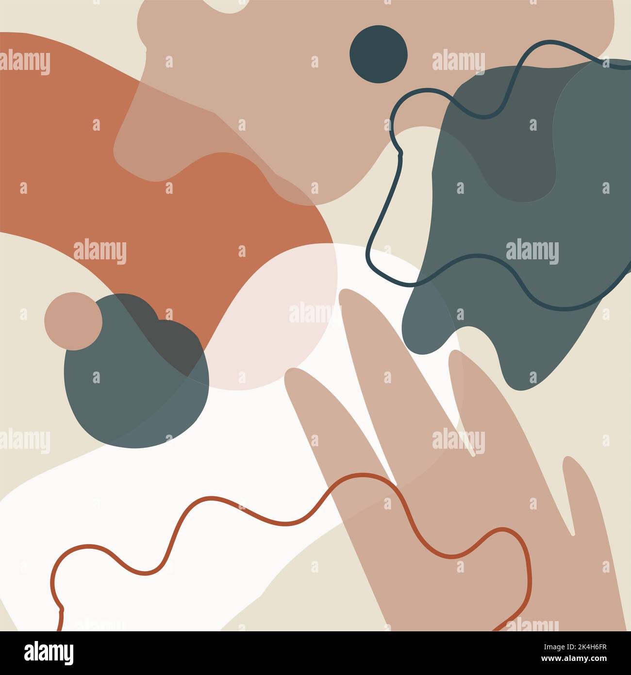 Multiple abstract brown and green shapes on white background. colour ...