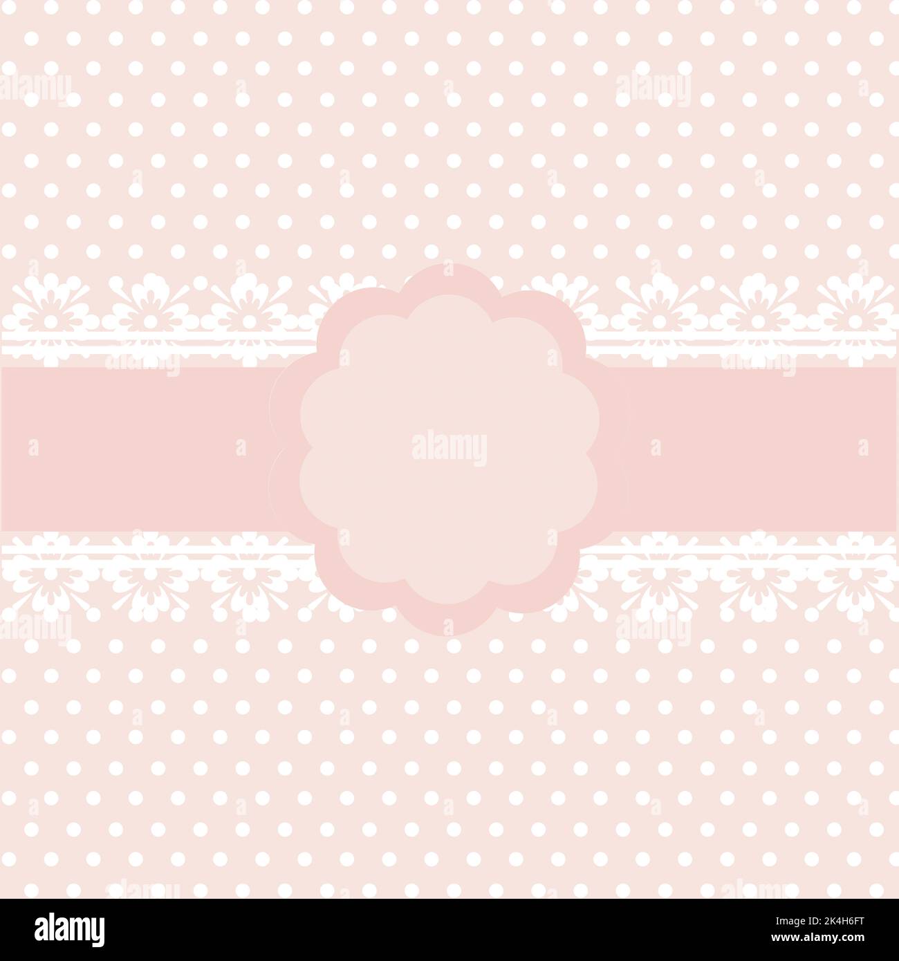 White spots in rows and pale pink frame on pale pink background. colour ...
