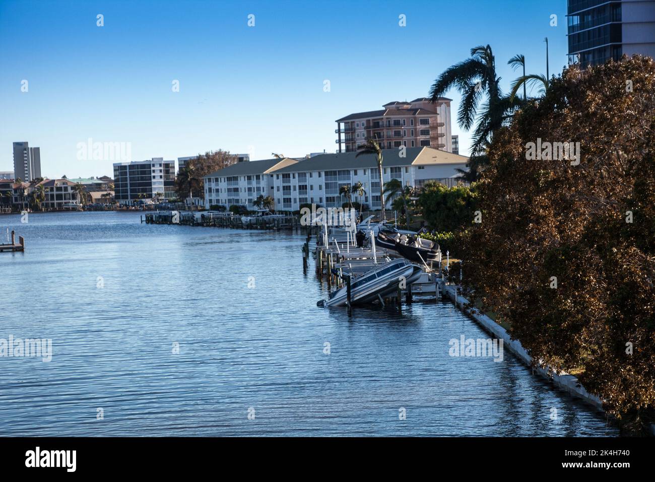 Naples, Florida, USA - September 28, 2022: NEWS –Boat pushed on land ...