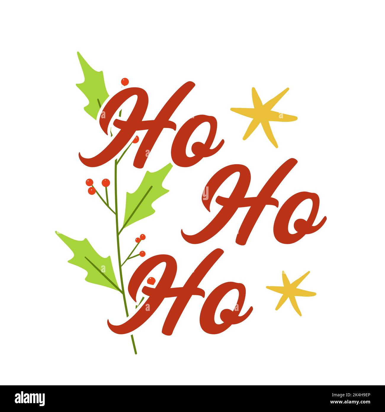 Composition of ho ho ho text and christmas and holly on white ...
