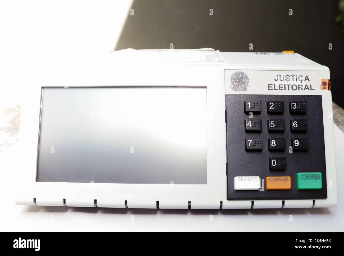 Brazil. 1st Oct, 2022. In this photo illustration, the electronic urn ...