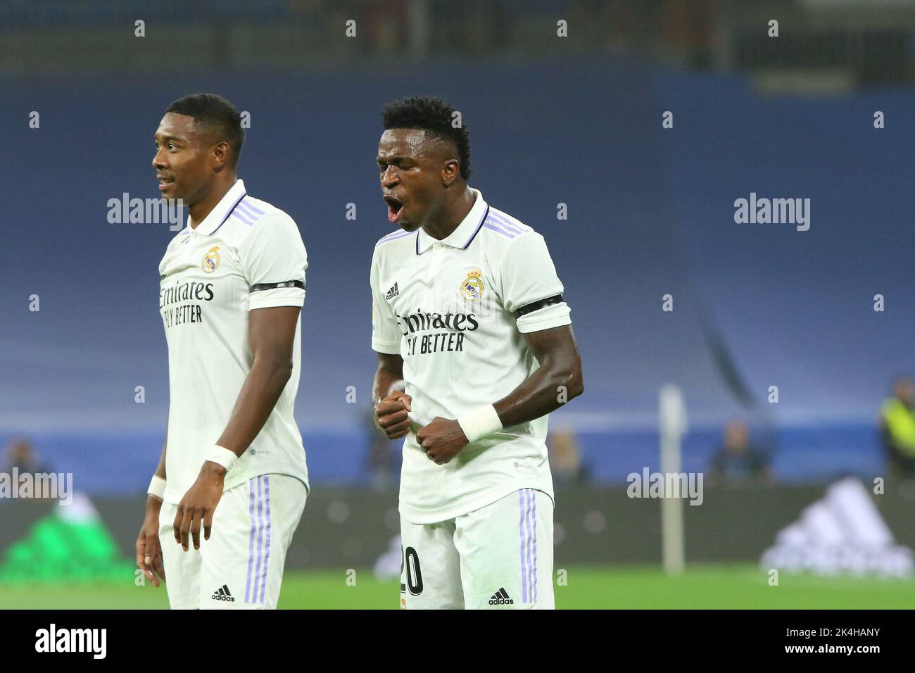 Madrid, Spain. 02nd Oct, 2022. Real Madrid´s Vinícius Júnior celebrates ...