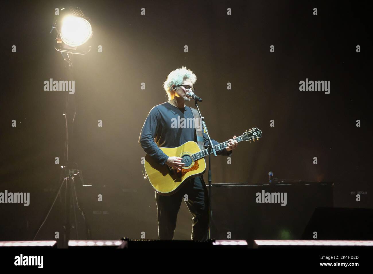 The Italian singer songwriter Niccolo' Fabi sings on a stage for “Arena ...
