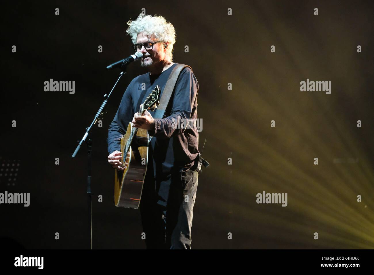 The Italian singer songwriter Niccolo' Fabi sings on a stage for “Arena ...