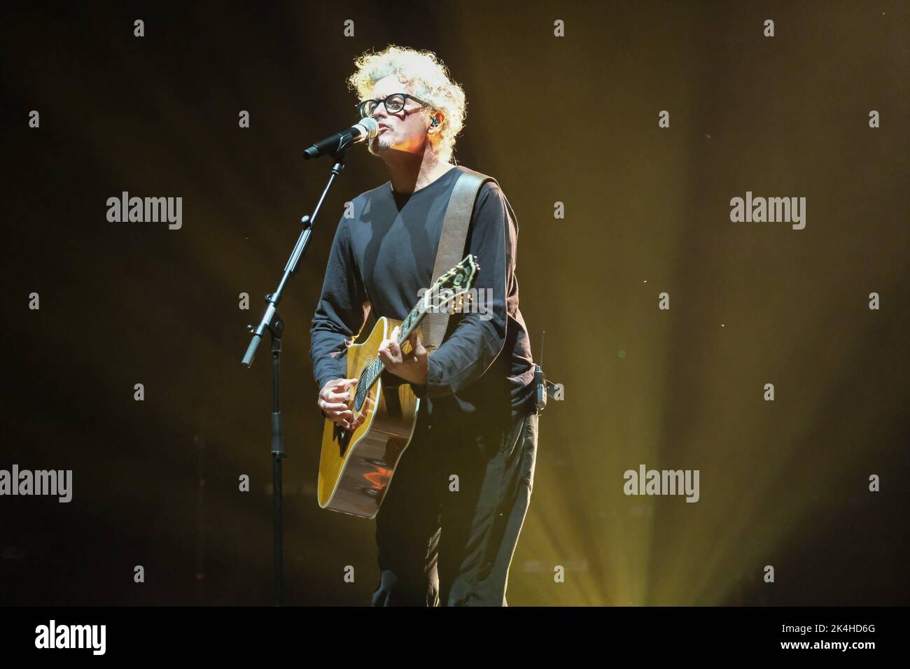 The Italian singer songwriter Niccolo' Fabi sings on a stage for “Arena ...
