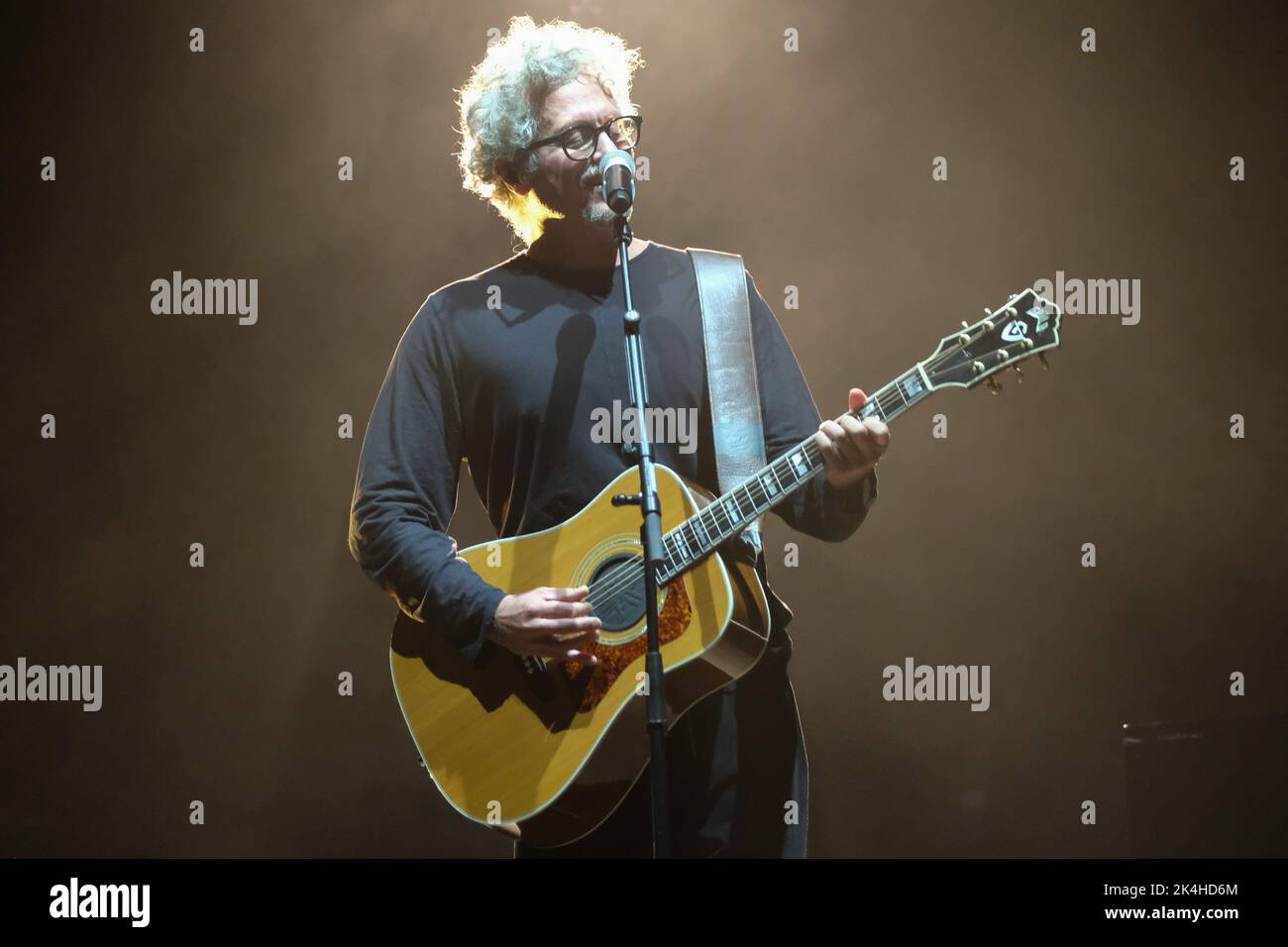 The Italian singer songwriter Niccolo' Fabi sings on a stage for “Arena ...