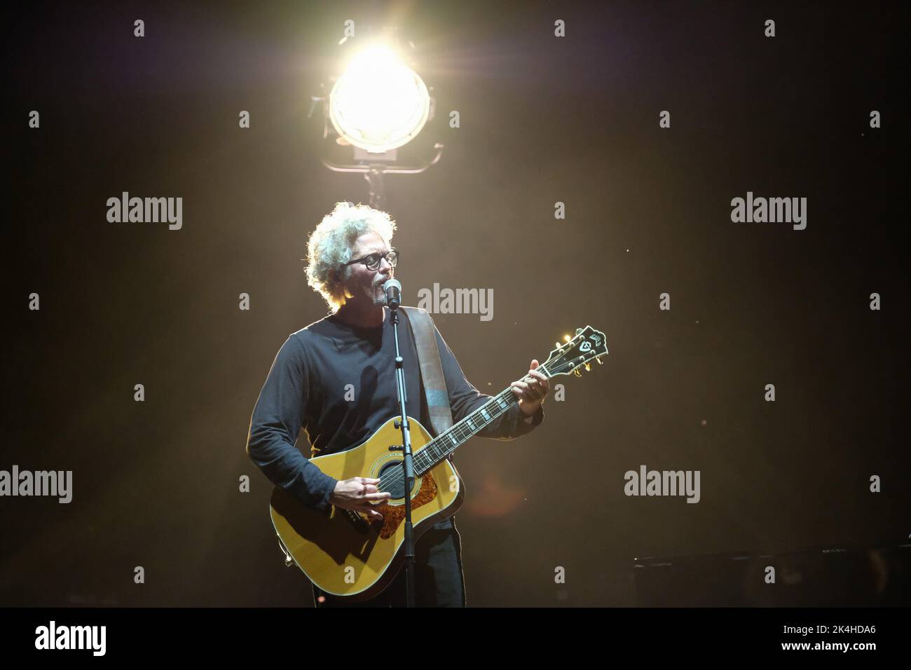 The Italian singer songwriter Niccolo' Fabi sings on a stage for “Arena ...