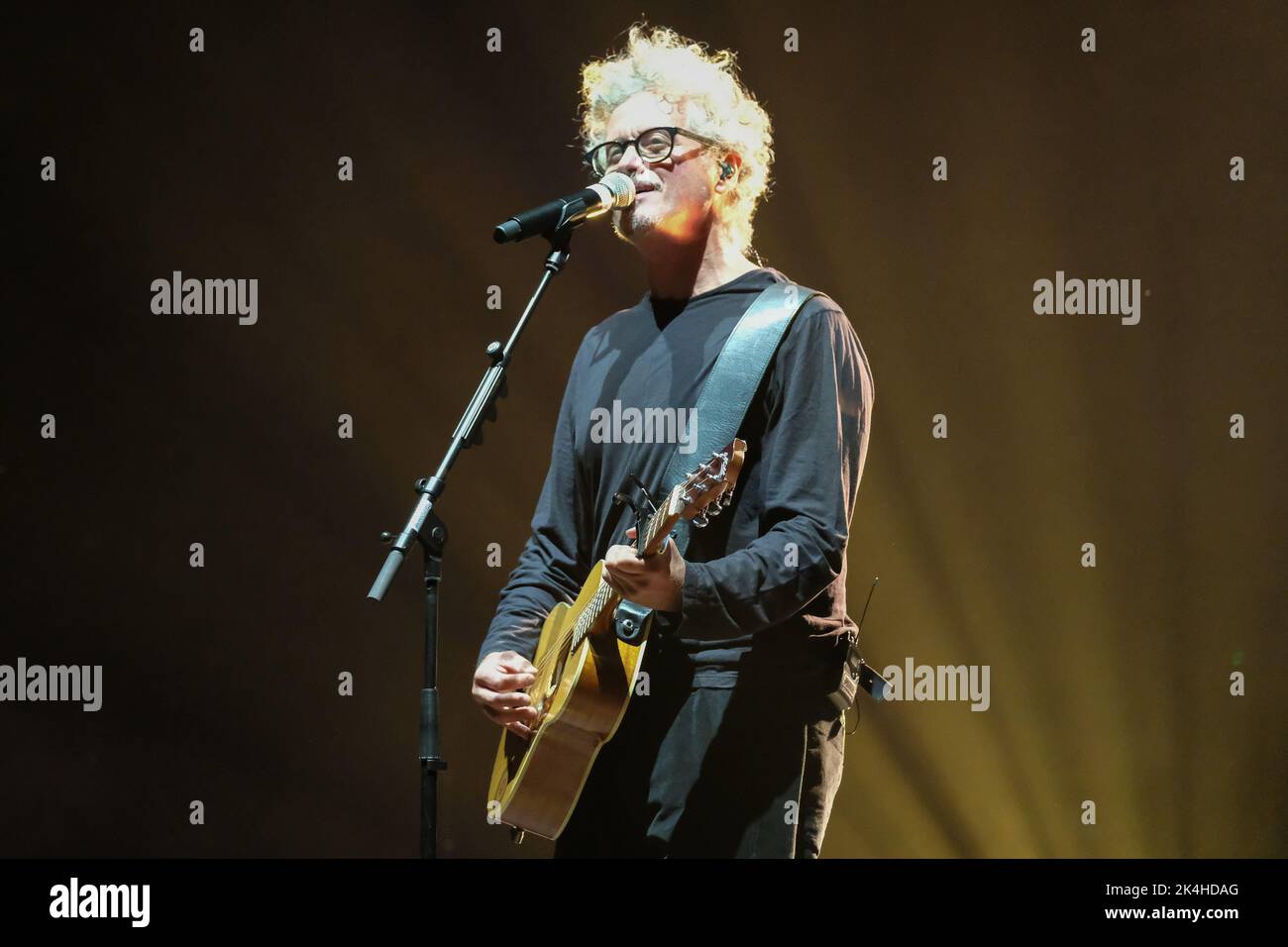 The Italian singer songwriter Niccolo' Fabi sings on a stage for “Arena ...