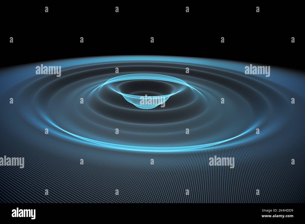 Abstract illustration of water ripple circle effect against black ...