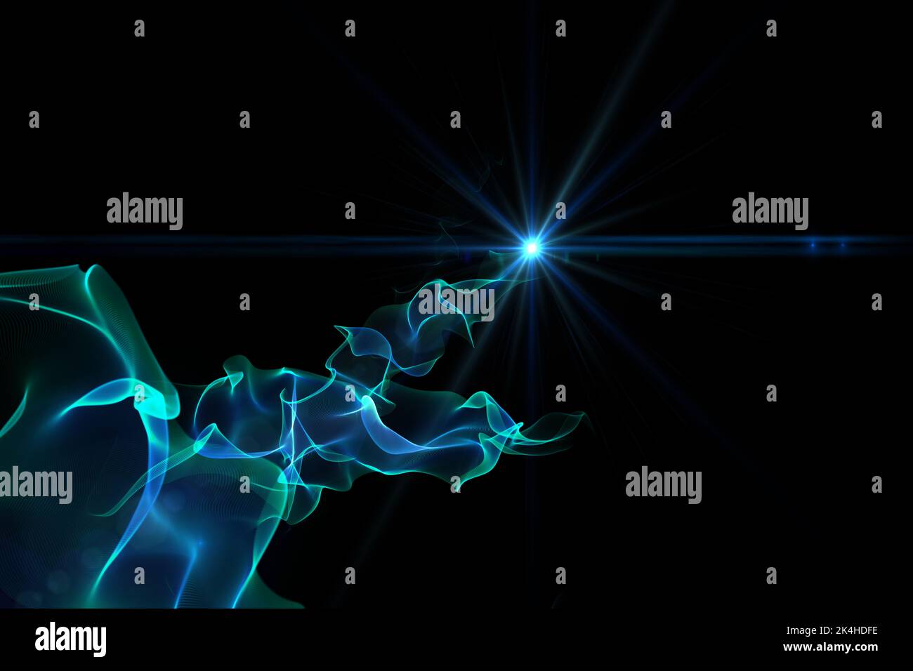Abstract vector illustration of blue glowing digital waves and spot of ...