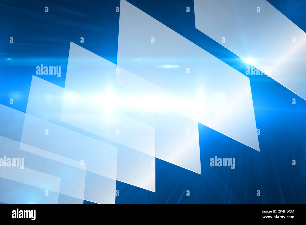 Abstract illustration of rectangle shapes against spot of light blue ...