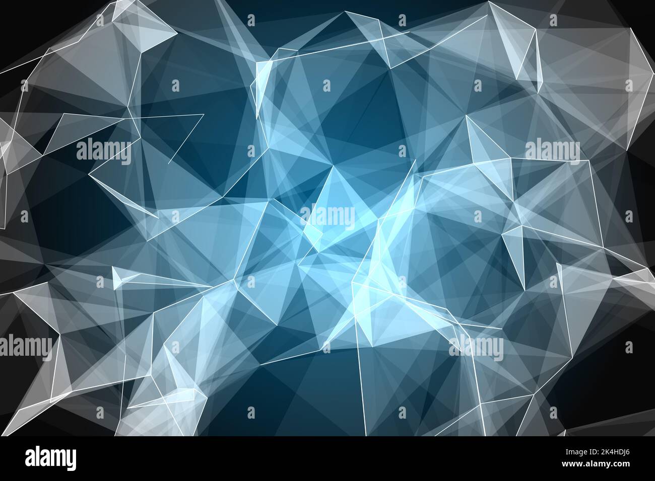 Abstract illustration of blue plexus networks against black background ...