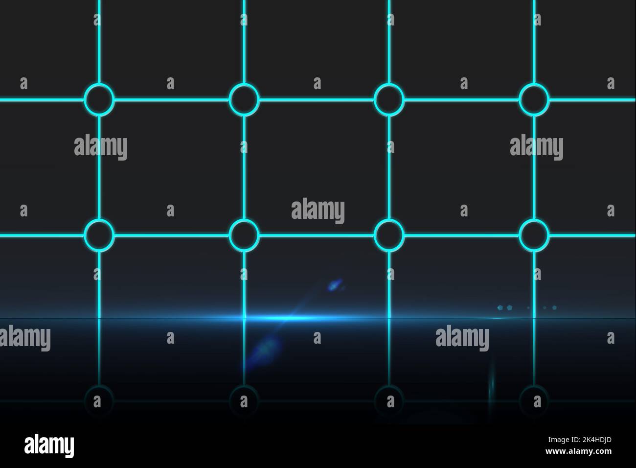 Abstract illustration of green neon grid networks against black ...