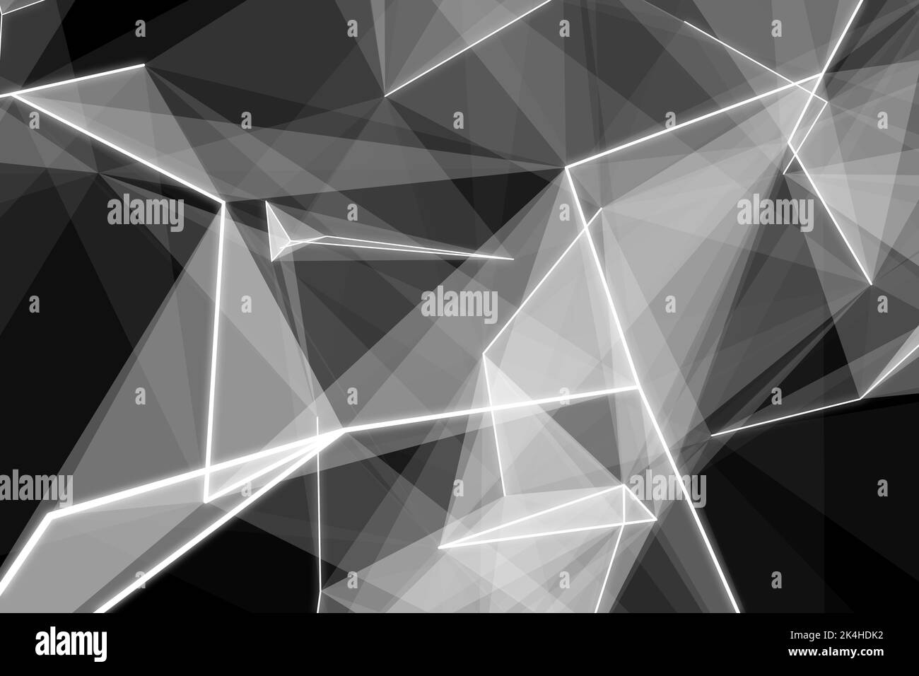 Abstract illustration of grey plexus networks against black background ...
