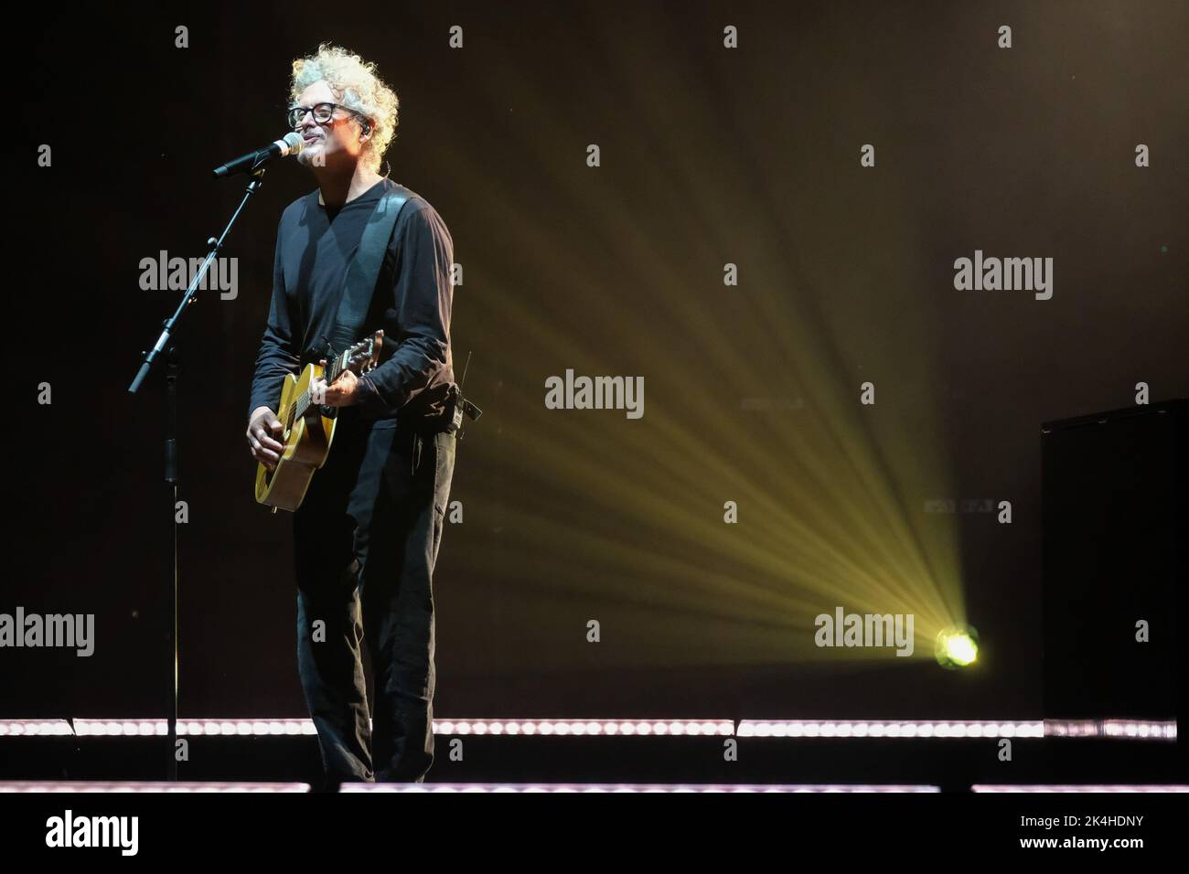 The Italian singer songwriter Niccolo' Fabi sings on a stage for “Arena ...