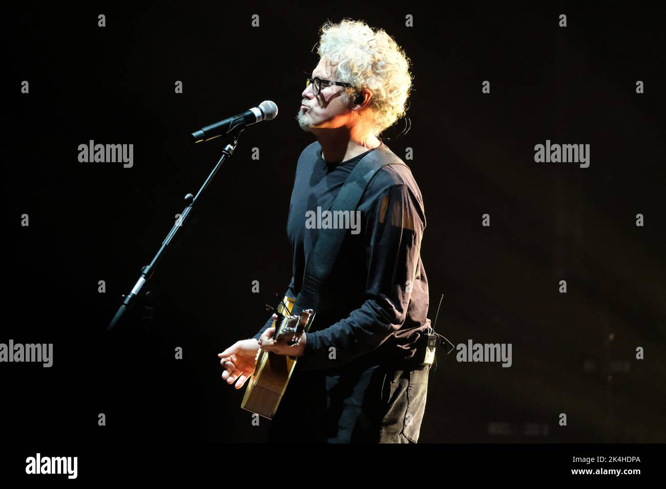 The Italian singer songwriter Niccolo' Fabi sings on a stage for “Arena ...