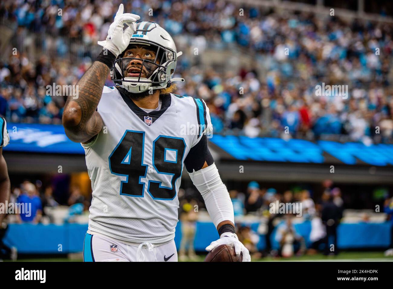 October 2, 2022: Carolina Panthers linebacker Frankie Luvu (49) after ...