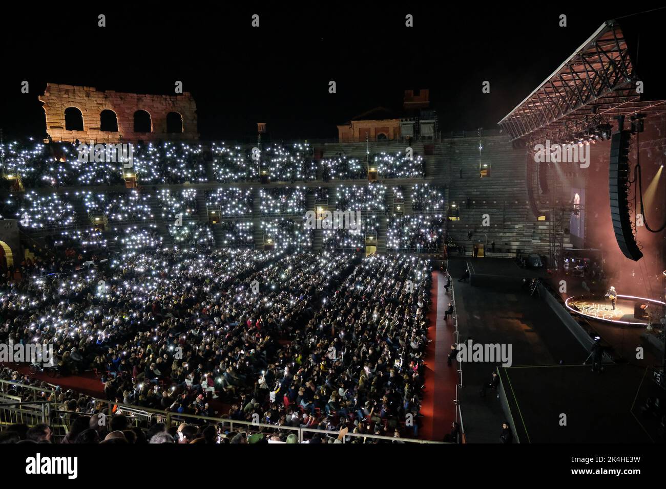 The Italian singer songwriter Niccolo' Fabi sings on a stage for “Arena ...