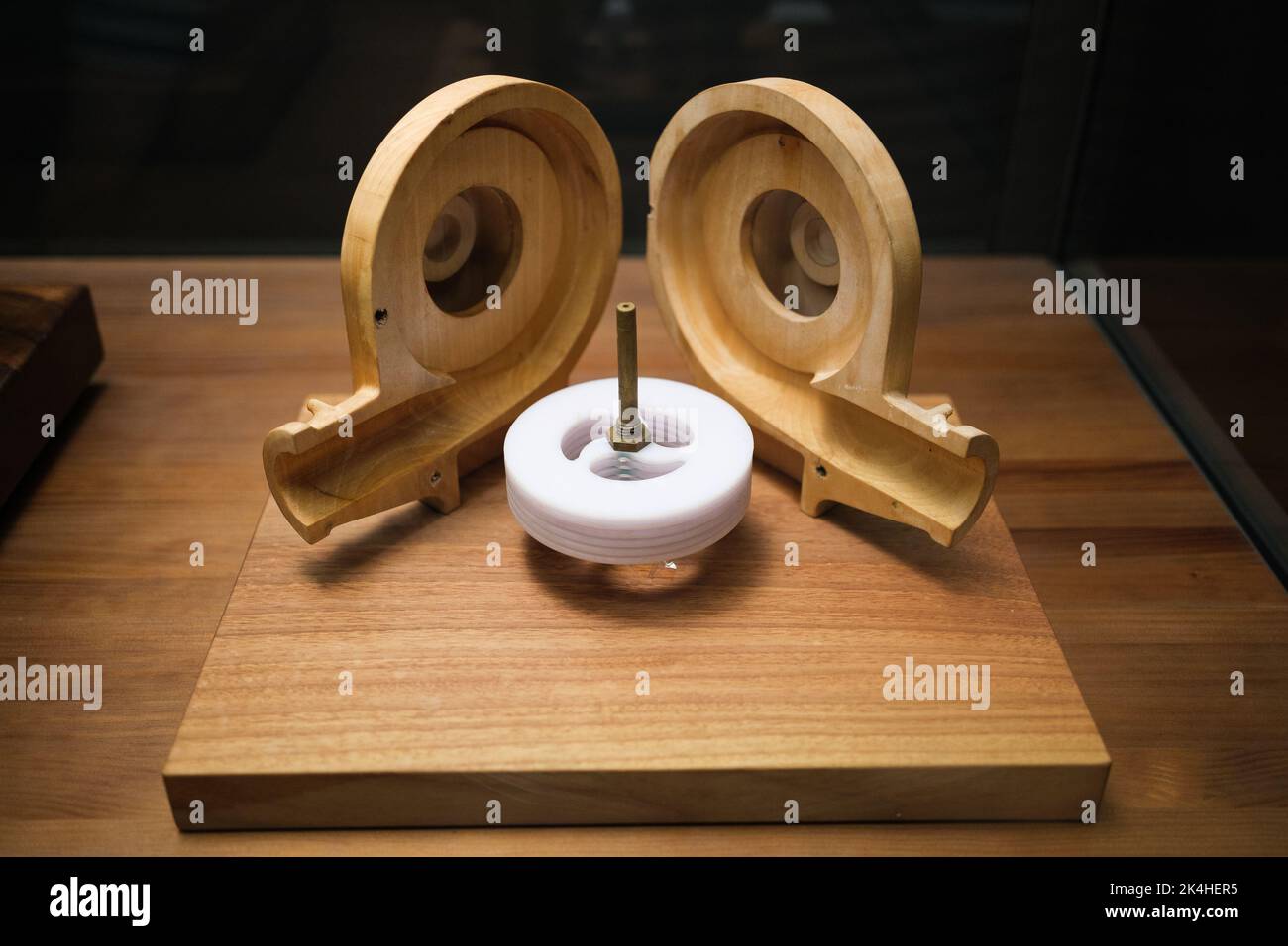 Bladeless turbine model is displayed during the exhibition Of "Nikola ...