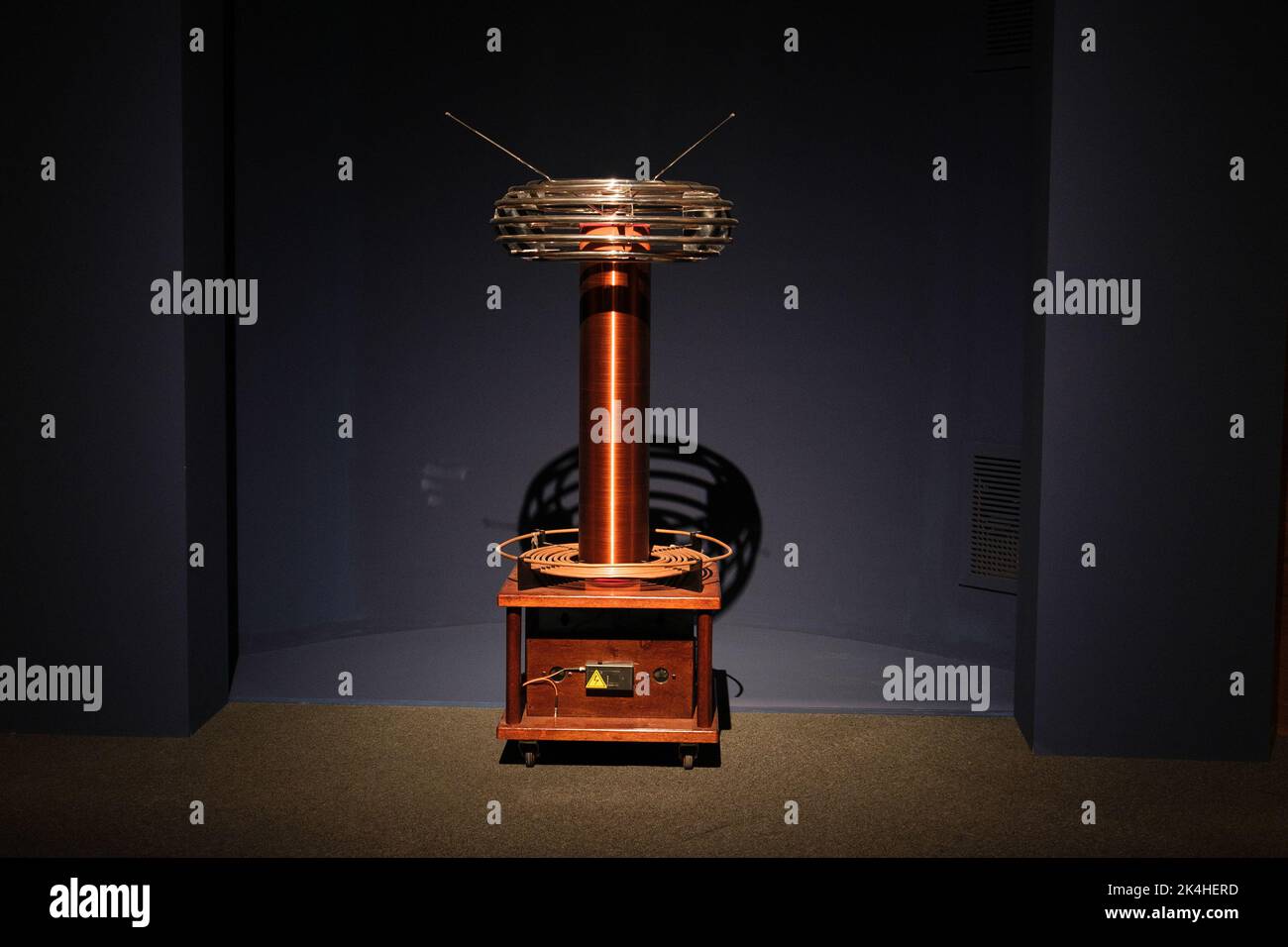 Tesla electrical transformer is displayed during the exhibition Of ...