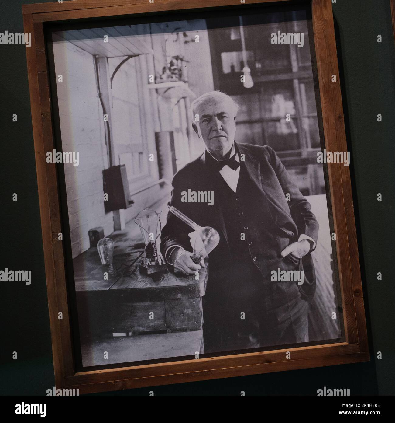 Photograph of Edison dedicated to Tesla is displayed during the ...