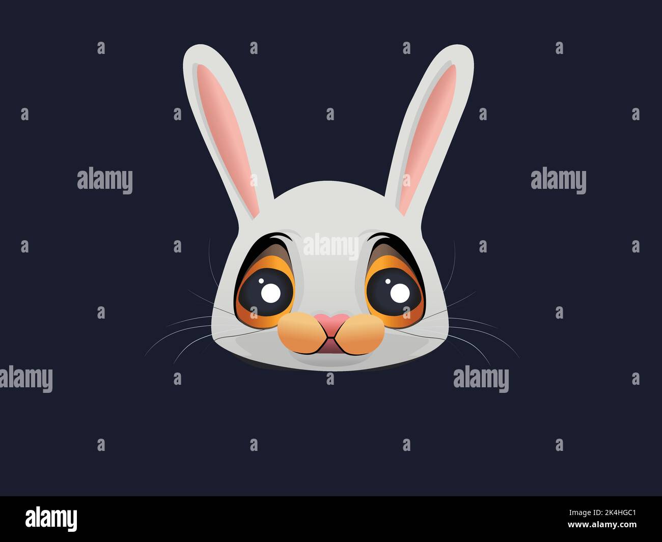 Adorable easter bunny, rabbit face vector illustration. Funny cartoon ...