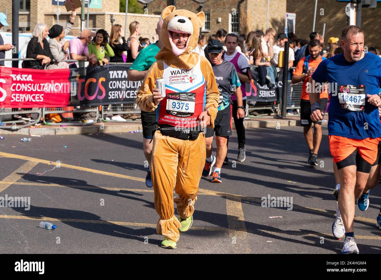 London, UK. 02nd Oct, 2022. A runner dressed as Teddy bear seen during ...
