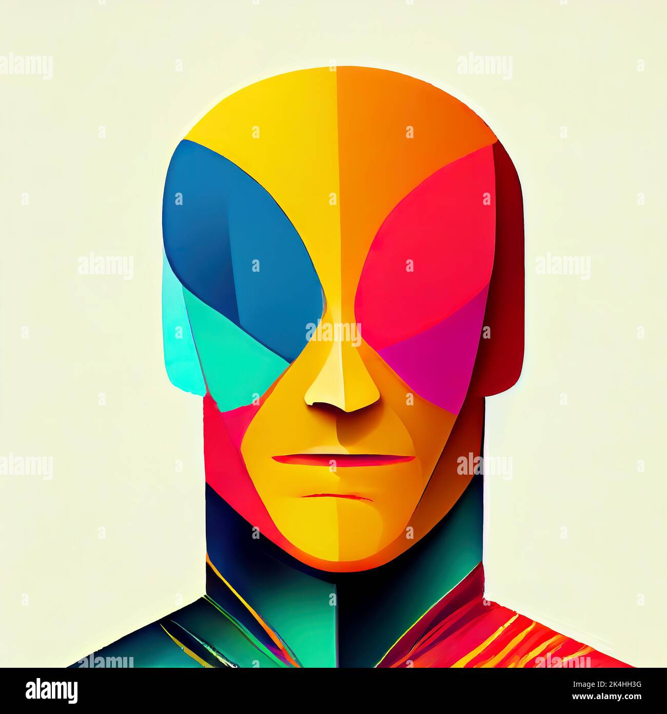 Abstract head of a man in rainbow colors. Digital illustration Stock ...