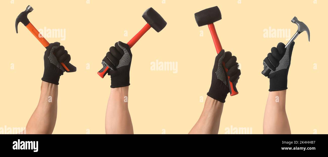 Man hands in gloves break hi-res stock photography and images - Alamy