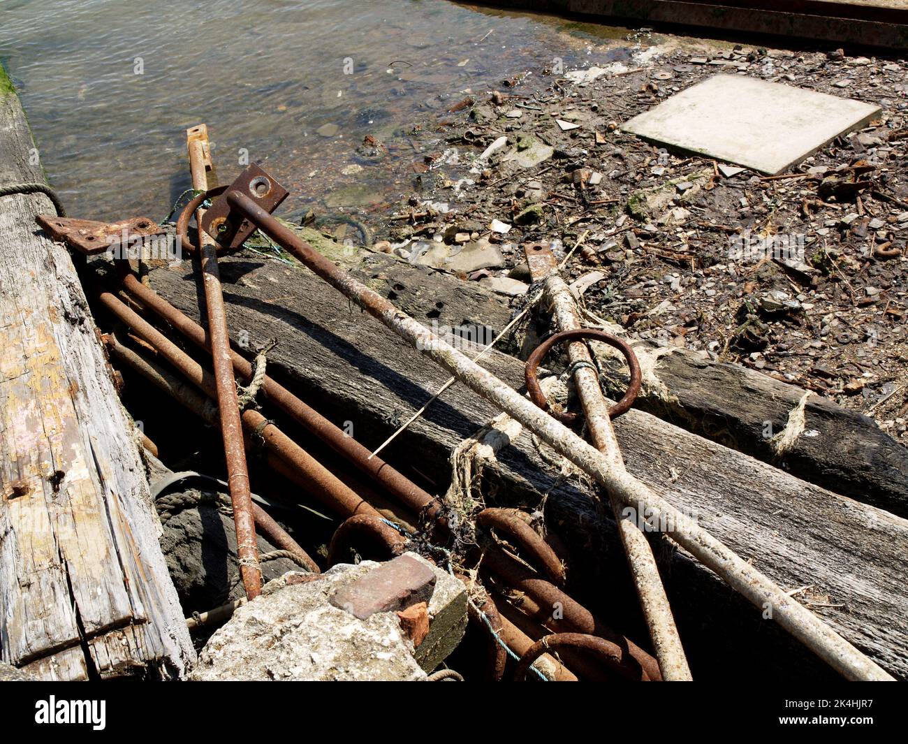 Marine debris in the Hamble River, Hamble-Le-rice, Hampshire, England ...