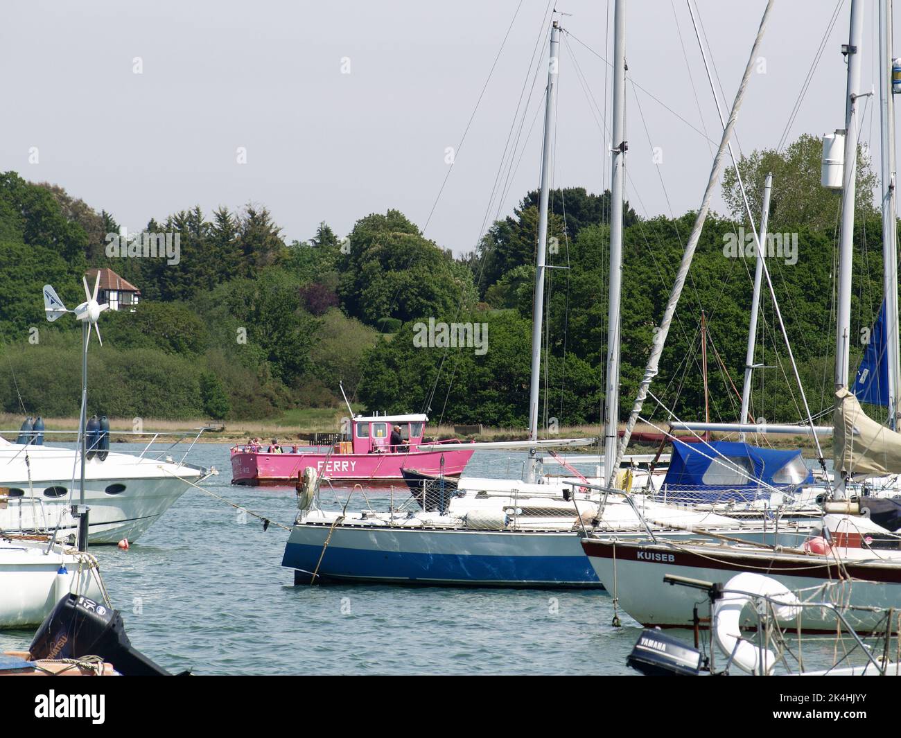 Pink painted Hamble Warsash Ferry Emily on the Hamble River ...