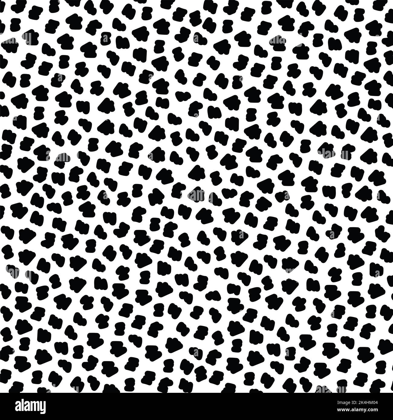 Multiple black spot shapes arranged on white background. colour and ...