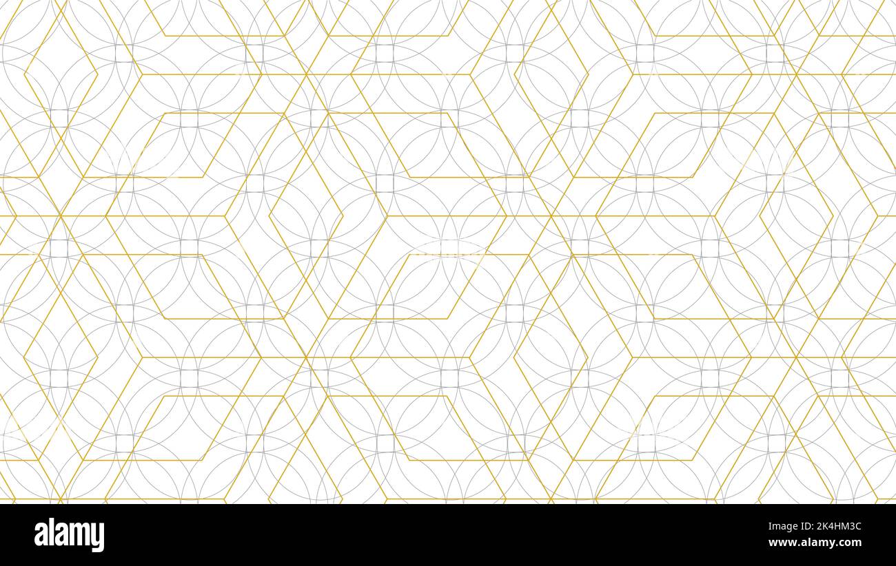 Multiple geometric yellow shapes and circles in rows on white ...