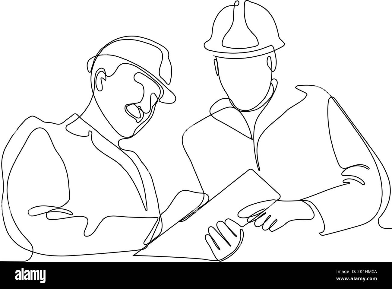 construction manager and engineer working on building site. Vector ...