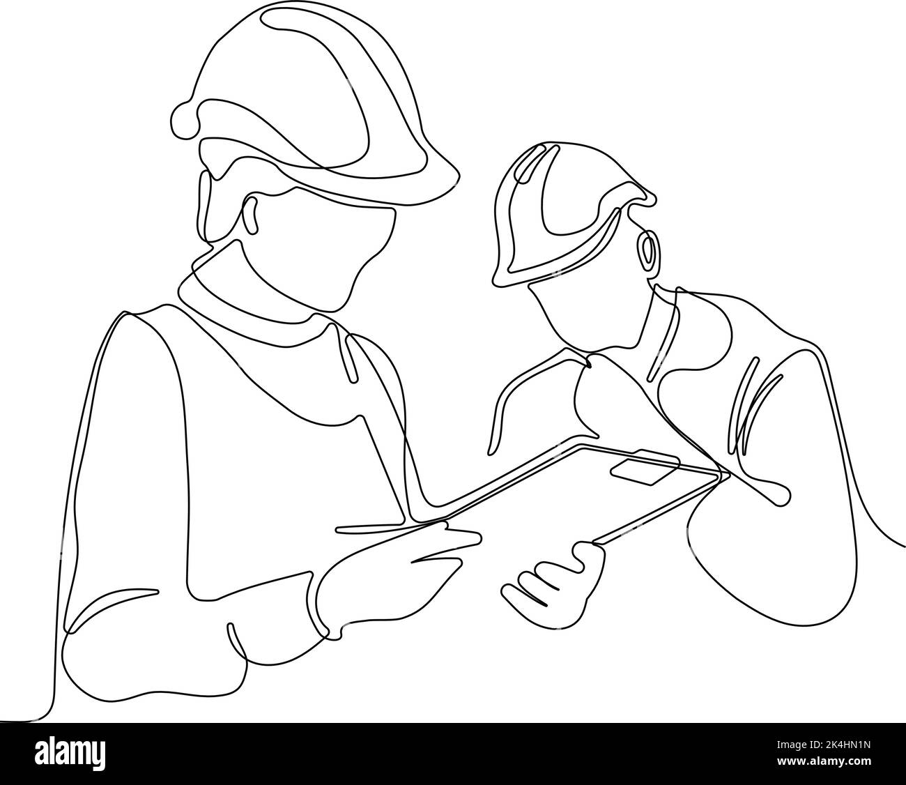 construction manager and engineer working on building site. Vector ...