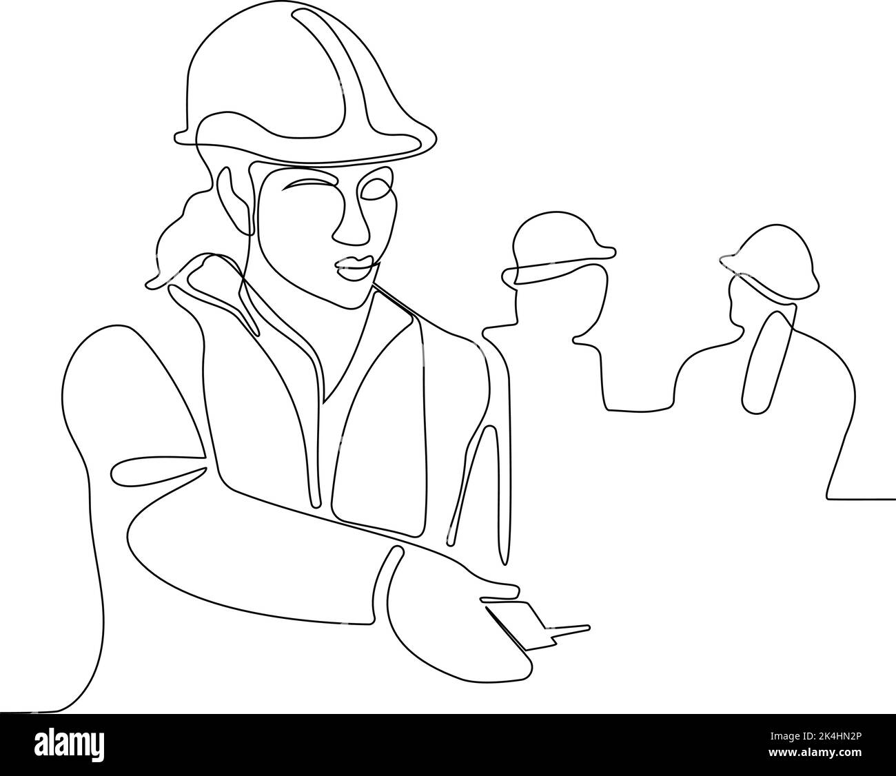 construction manager and engineer working on building site. Vector ...