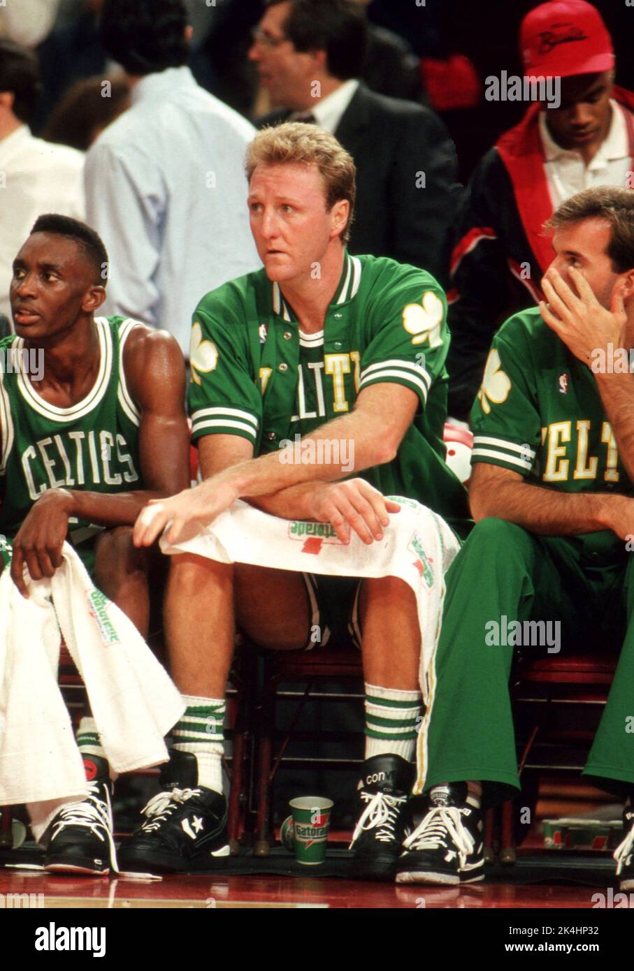 Boston Celtics forward Larry Bird is shown during a game in Chicago in ...