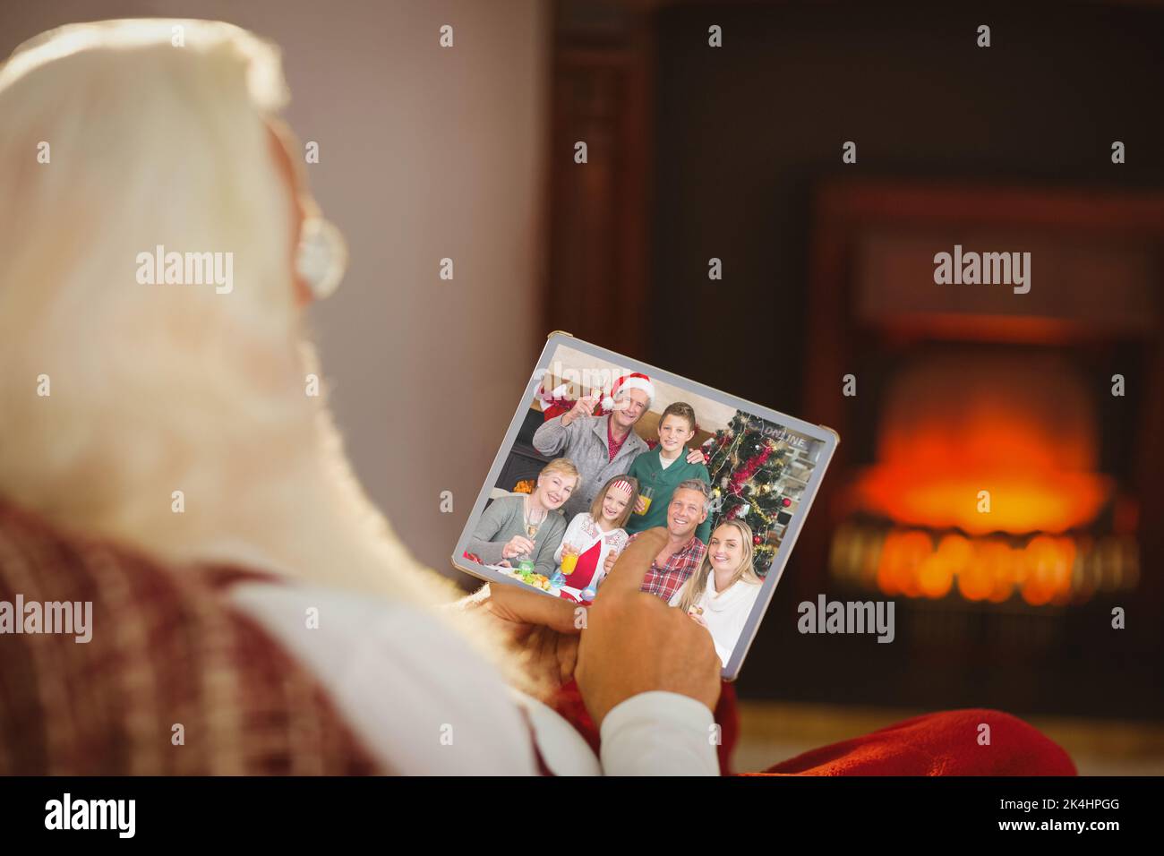 Senior father and son celebrating in living room hi-res stock ...