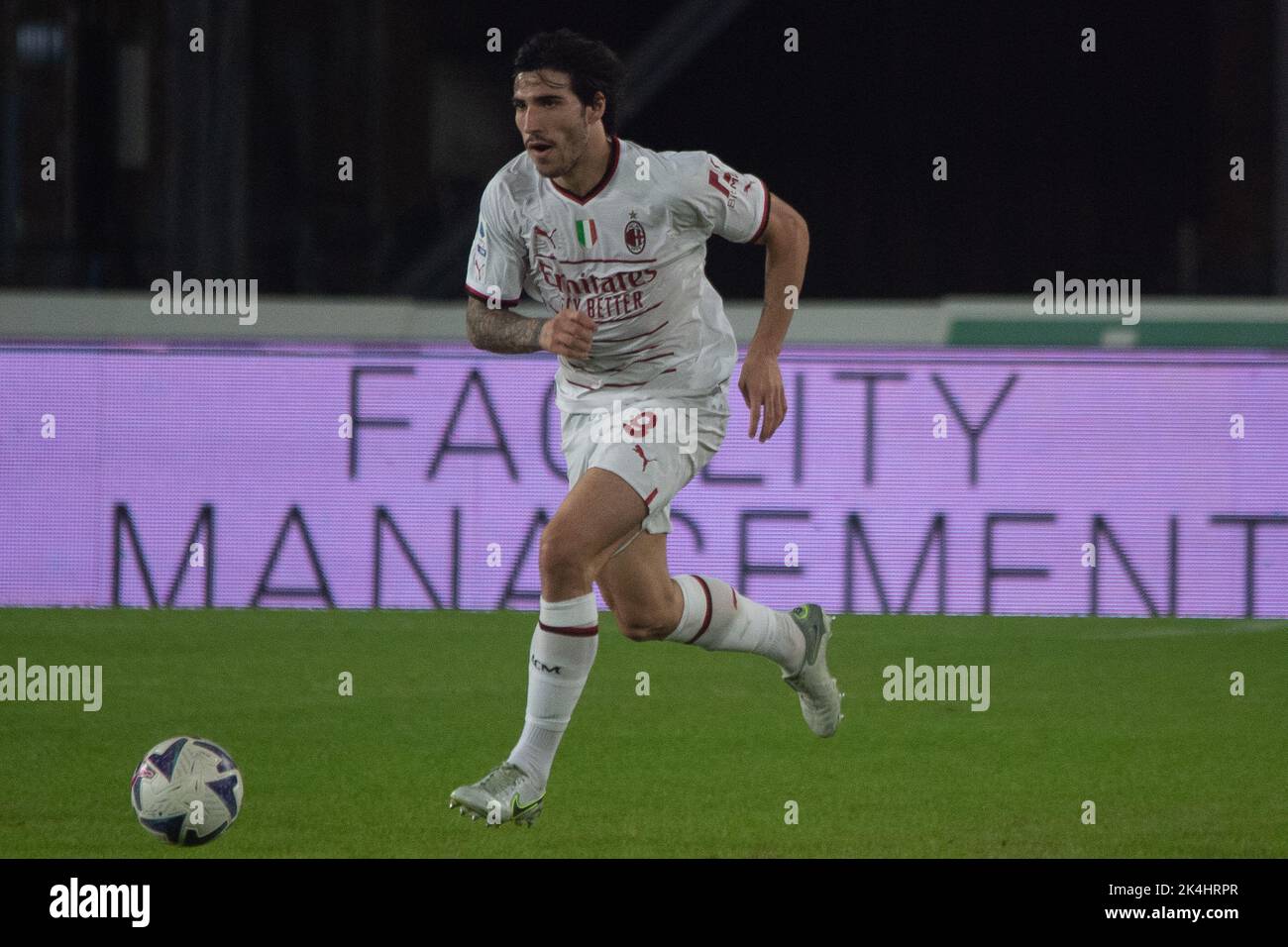 Carlo Castellani stadium, Empoli, Italy, October 01, 2022, Tonali Alessandro Milan carries the ...