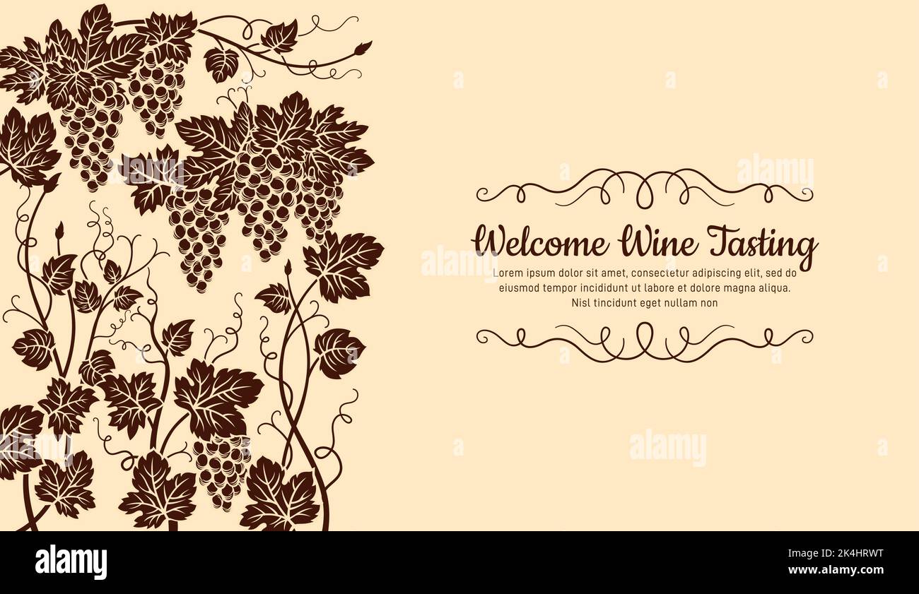 Banner welcome wine tasting party. Vintage advertisement poster ...