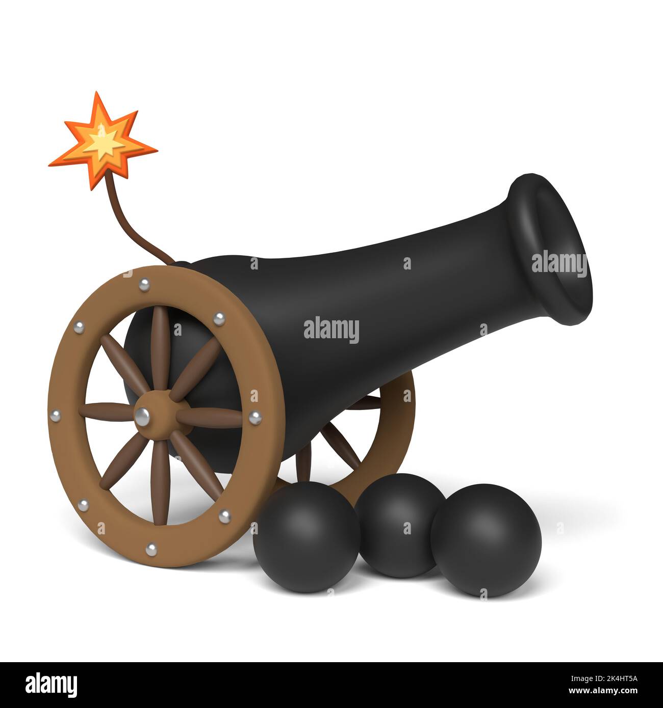 Cartoon cannon with cannon balls. 3D illustration Stock Photo - Alamy