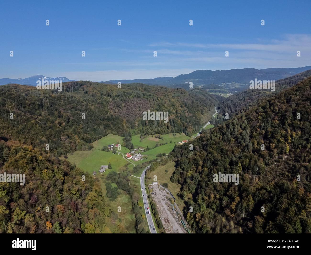Aerial green valley between mountains hi-res stock photography and ...