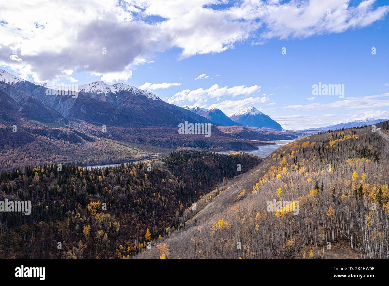 Fall aerial photos shot from the Glenn Highway, on the road to Tok ...