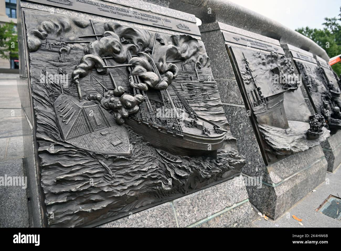 Relief panel depicting ironclad battles in the Civil War at the US Navy ...