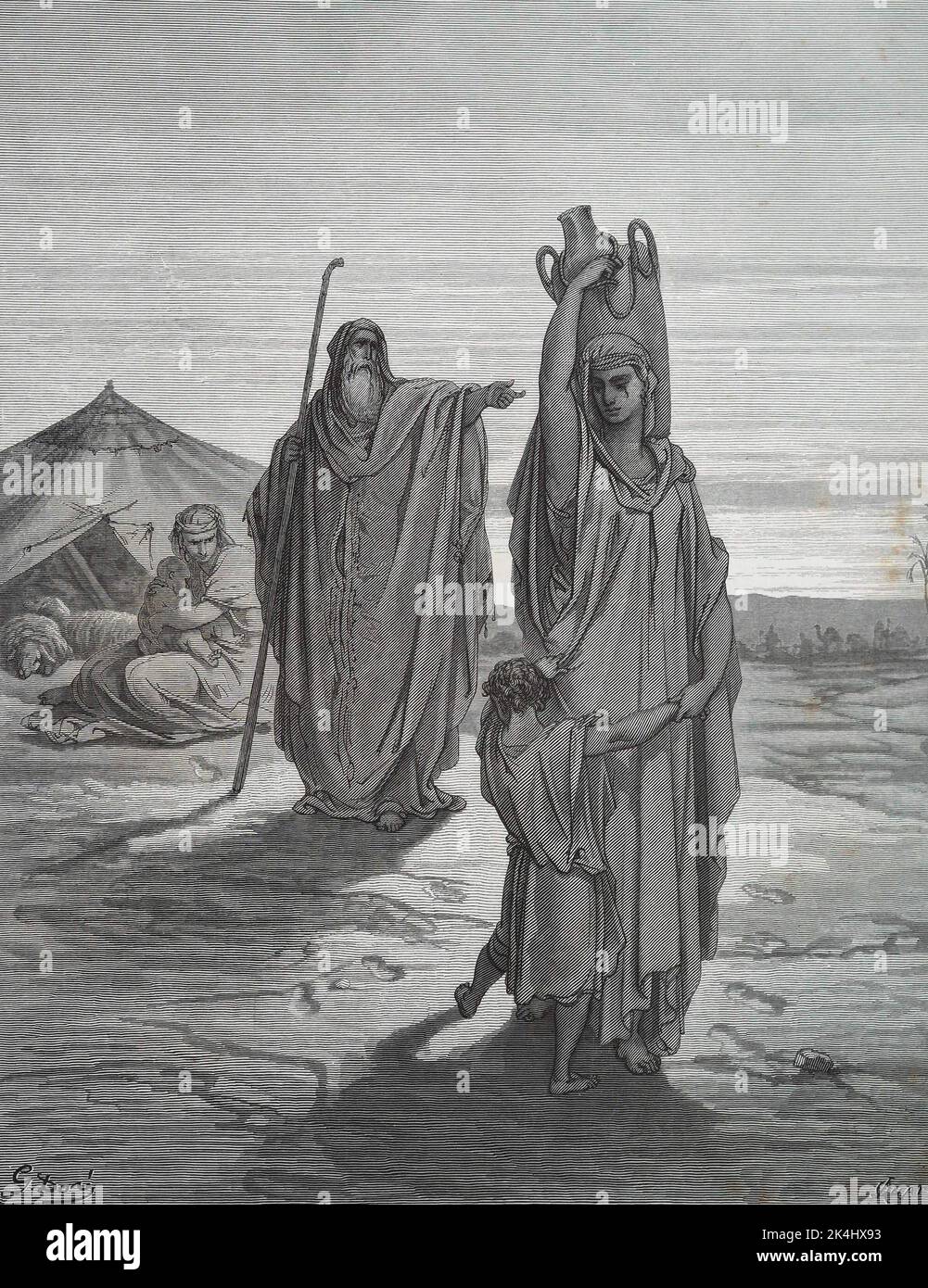 Expulsion of Ishmael and his mother. Illustration by Gustave Dore from ...
