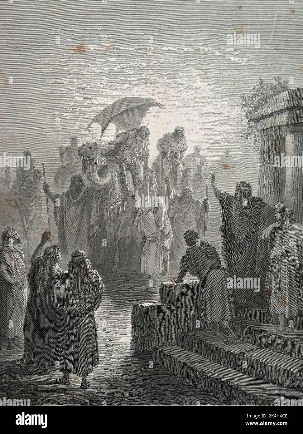 Isaac receiving Rebekah. Illustration by Gustave Dore from the third ...