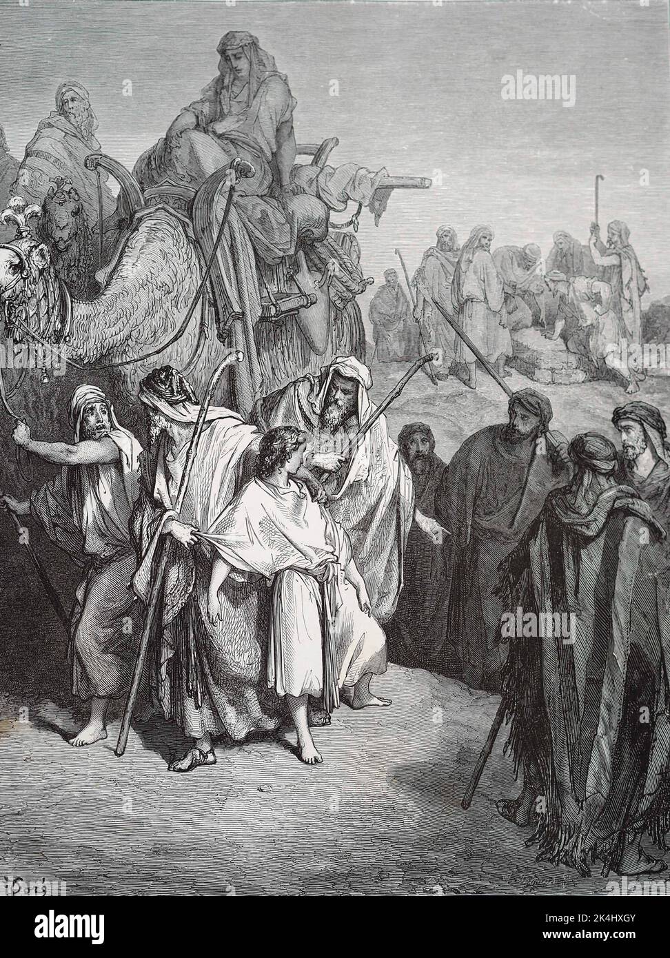 Joseph sold by his brothers Genesis. Illustration by Gustave Dore from ...