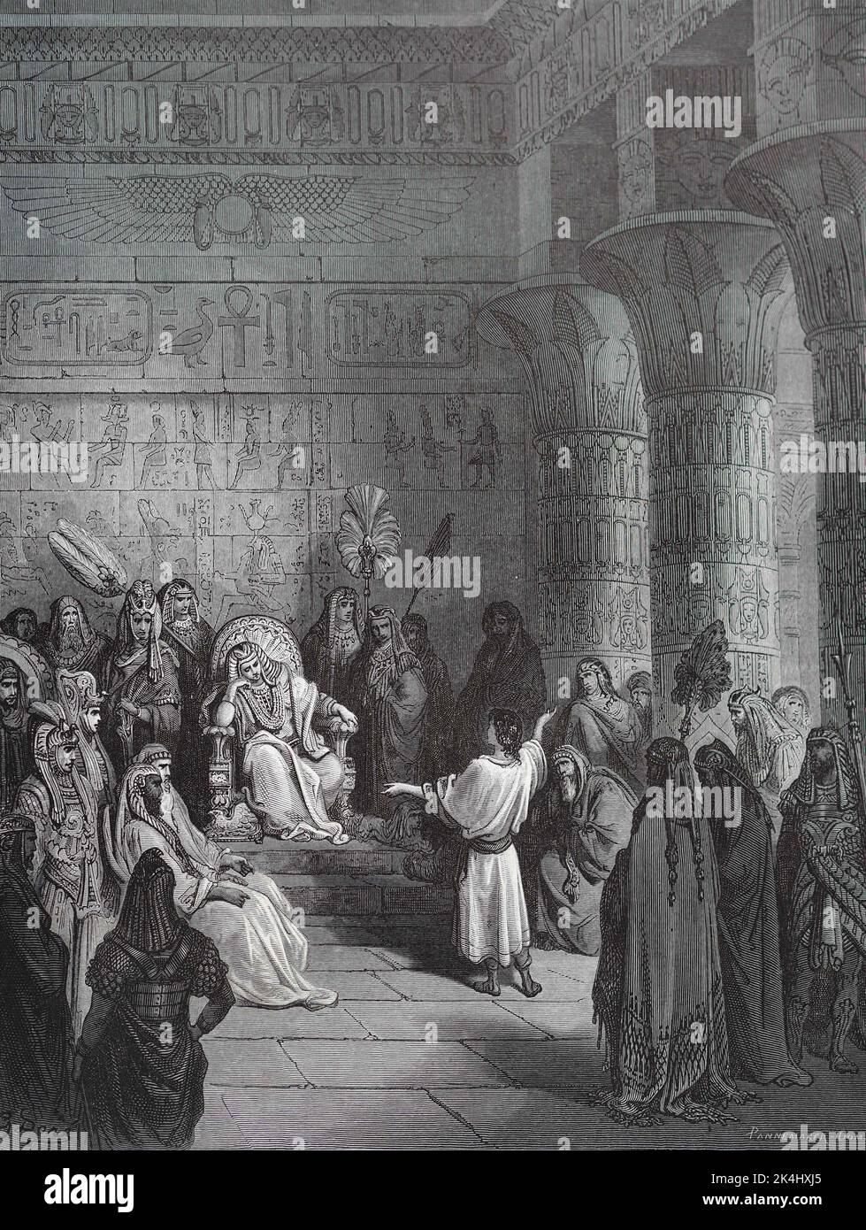 Joseph legt Pharau's dream. Illustration by Gustave Dore from the third ...