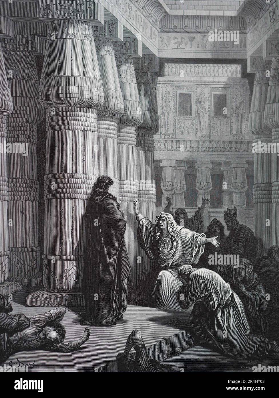 Pharan tells Moses to leave Egypt. Illustration by Gustave Dore from ...