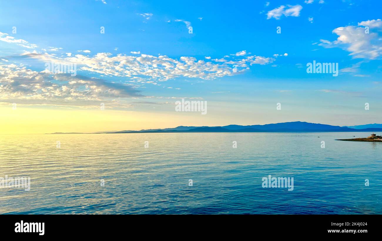 fabulous sunset on the Pacific Ocean backdrop for advertising travel ...